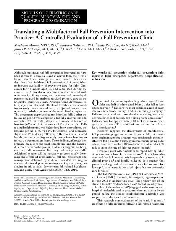 (PDF) Translating a Multifactorial Fall Prevention Intervention into ...