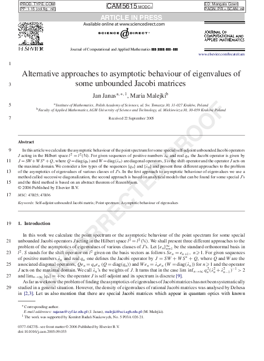 Alternative approaches to asymptotic behaviour of eigenvalues of some unbounded Jacobi matrices