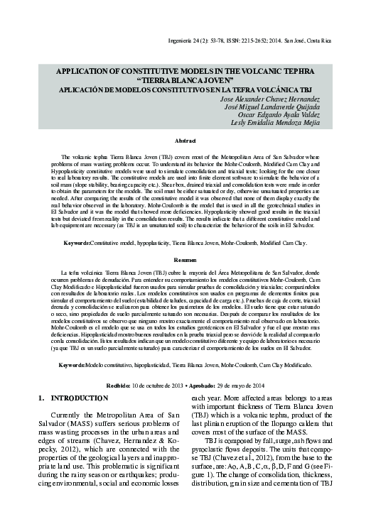 (PDF) Application of Constitutive Models in the Volcanic Tephra “Tierra ...