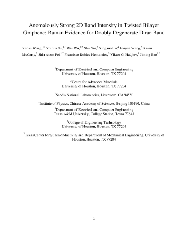 (PDF) Anomalously Strong 2D Band Intensity in Twisted Bilayer Graphene ...