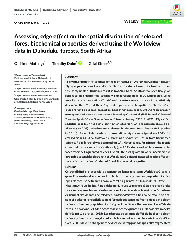 Pdf Assessing Edge Effect On The Spatial Distribution Of Selected