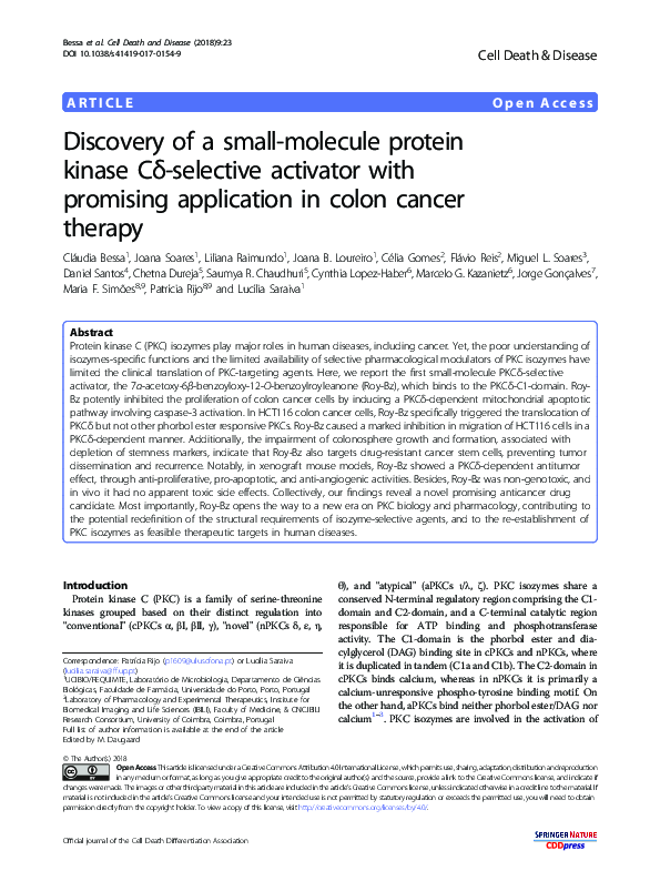 (PDF) Discovery of a small-molecule protein kinase Cδ-selective ...
