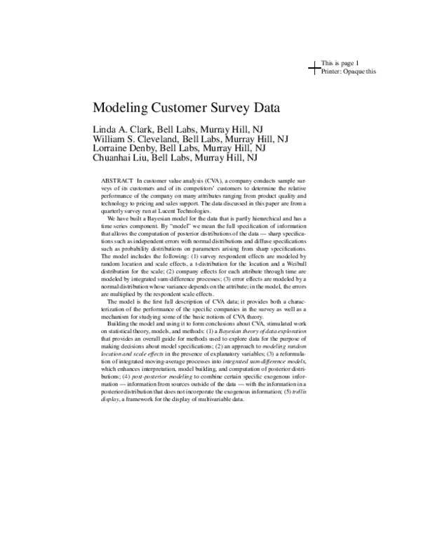 (PDF) Modeling Customer Survey Data