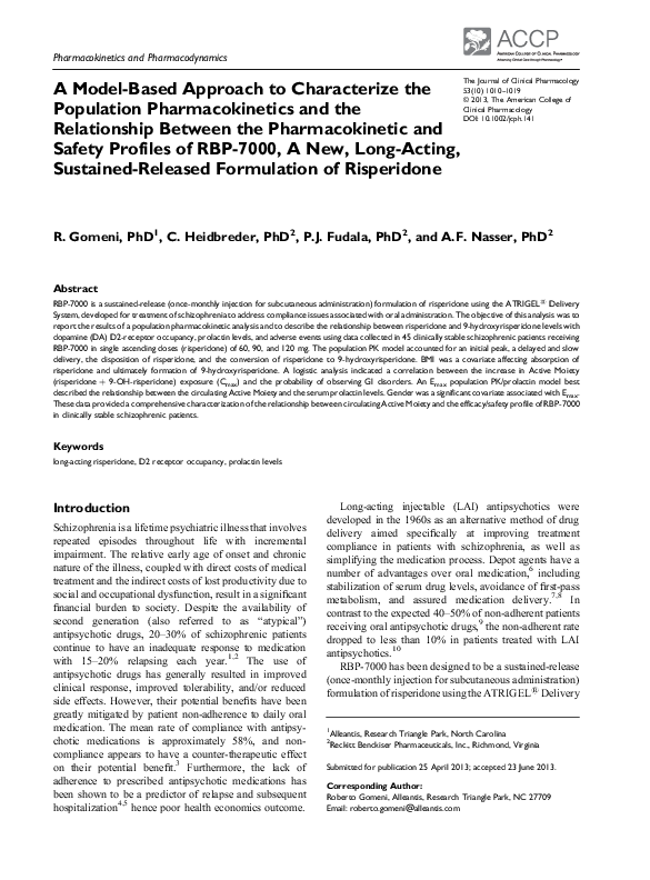 (PDF) A model-based approach to characterize the population pharmacokinetics and the ...