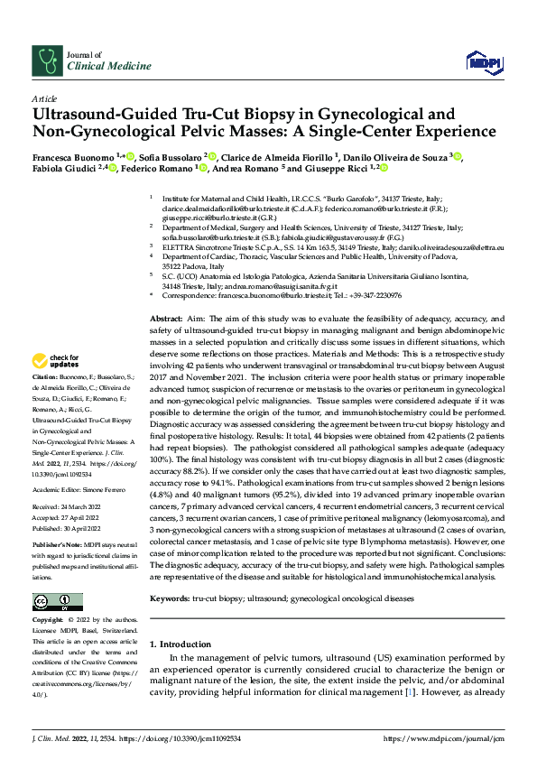 (PDF) Ultrasound-Guided Tru-Cut Biopsy in Gynecological and Non ...