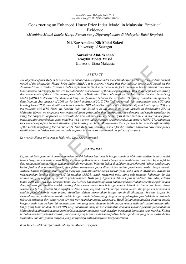 (PDF) Constructing an Enhanced House Price Index Model: Empirical Evidence