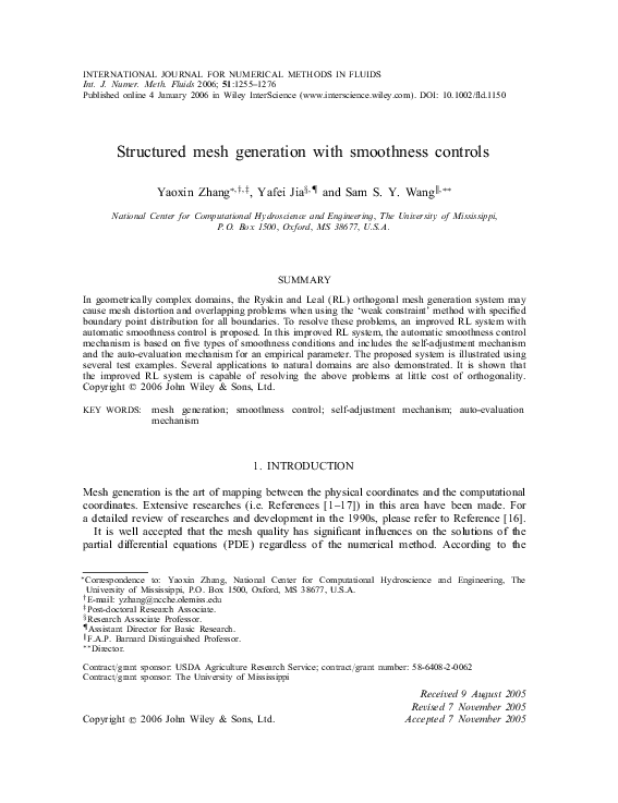 (PDF) Structured mesh generation with smoothness controls | Yaoxin Zhang - Academia.edu