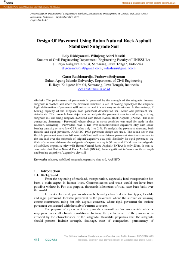 (PDF) Design of Pavement Using Buton Natural Rock Asphalt Stabilized ...
