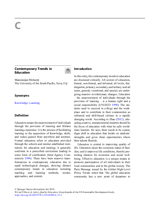 (PDF) Contemporary Trends in Education