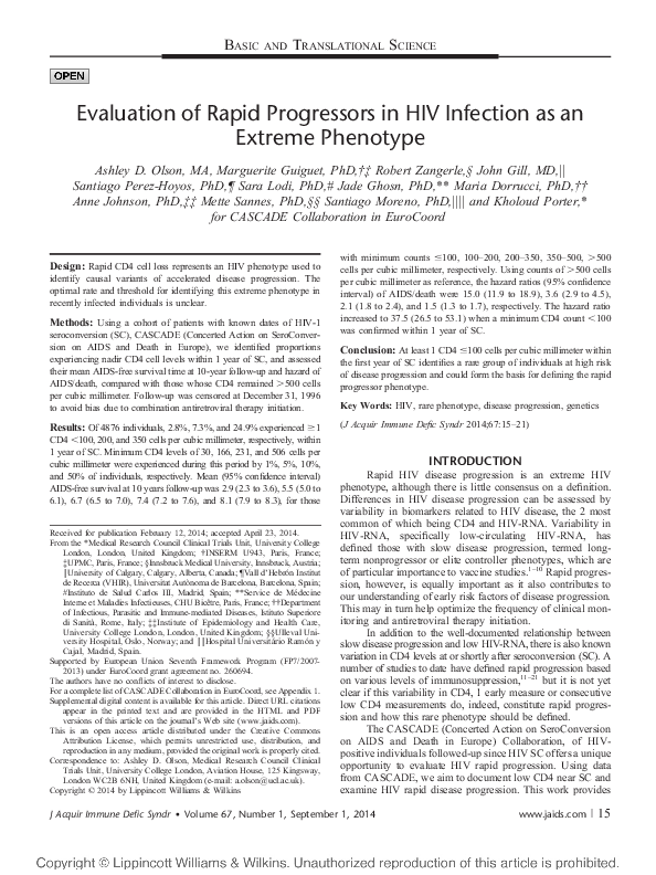 (PDF) Evaluation of Rapid Progressors in HIV Infection as an Extreme ...