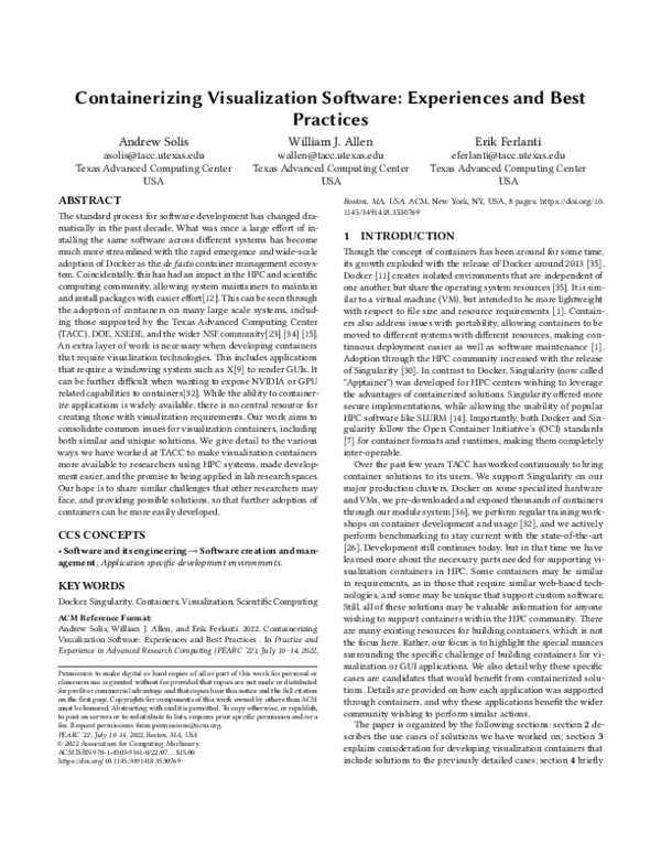Pdf Containerizing Visualization Software Experiences And Best Practices