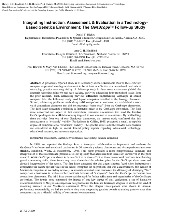 (PDF) Integrating Instruction, Assessment, & Evaluation in a Technology ...