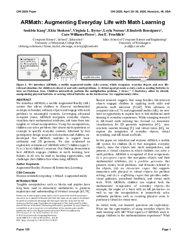 (PDF) ARMath: Augmenting Everyday Life with Math Learning