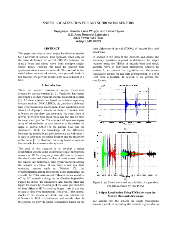 (PDF) Sniper localization for asynchronous sensors