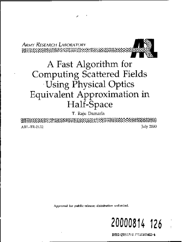 (PDF) A Fast Algorithm for Computing Scattered Fields Using Physical Optics Equivalent ...
