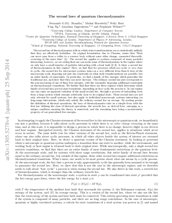 (PDF) The second laws of quantum thermodynamics