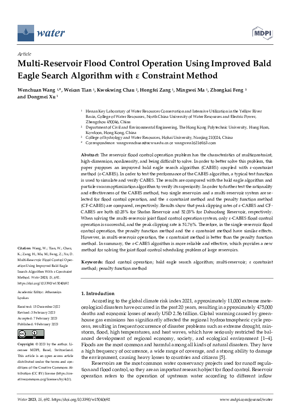 Pdf Multi Reservoir Flood Control Operation Using Improved Bald Eagle Search Algorithm With ε