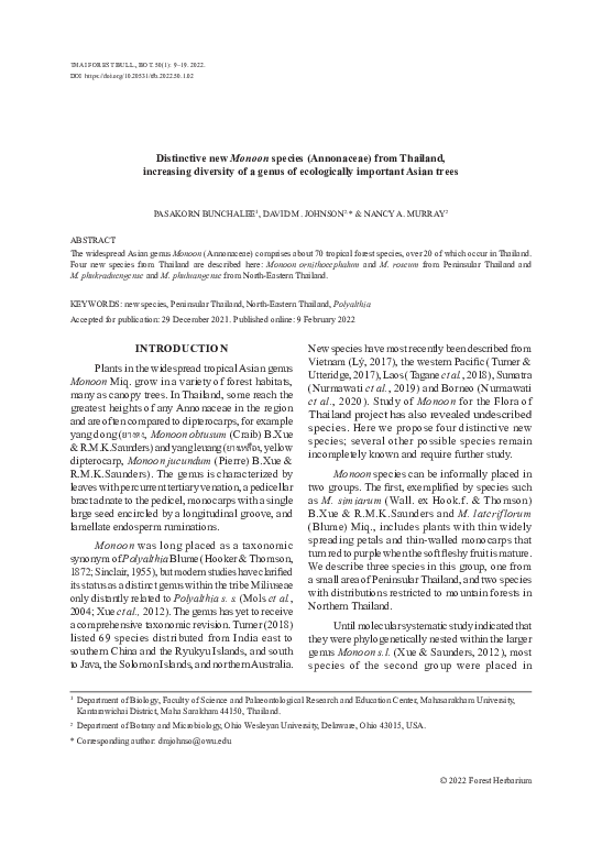 (PDF) Distinctive new Monoon species (Annonaceae) from Thailand ...