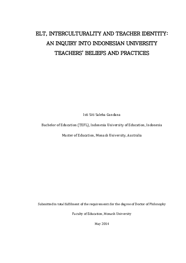 (PDF) Elt, interculturality and teacher identity: an inquiry into ...