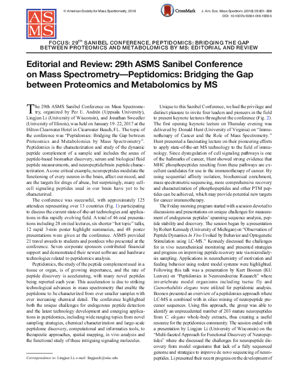(PDF) 29th ASMS Conference: Advancements in Peptidomics