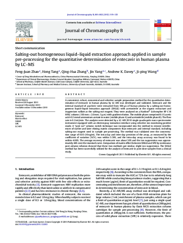 (PDF) Salting-out homogeneous liquid–liquid extraction approach applied ...