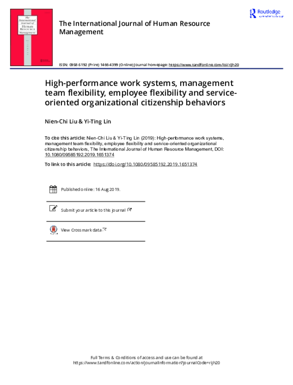 (PDF) High-performance work systems, management team flexibility, employee flexibility and ...