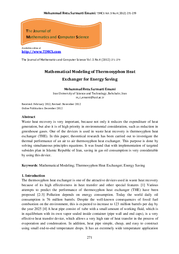 (PDF) Mathematical Modeling Of Thermosyphon Heat Exchanger For Energy ...