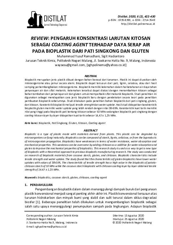 (PDF) Review: Pengaruh Konsentrasi Larutan Kitosan Sebagai Coating ...