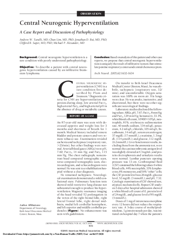 (PDF) Central Neurogenic Hyperventilation