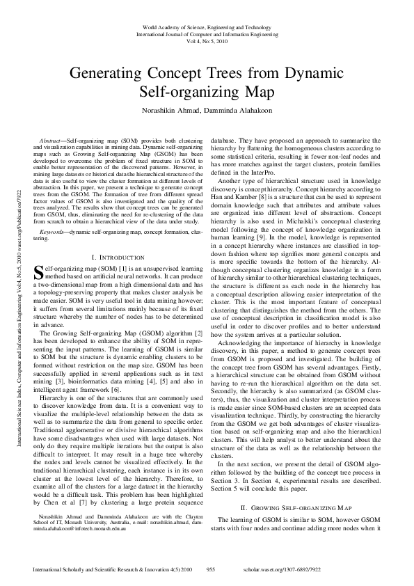 Pdf Generating Concept Trees From Dynamic Self Organizing Map