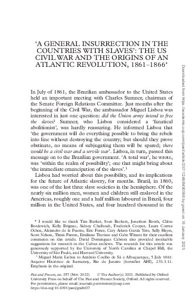 (PDF) ‘A General Insurrection in the Countries with Slaves’: The US ...