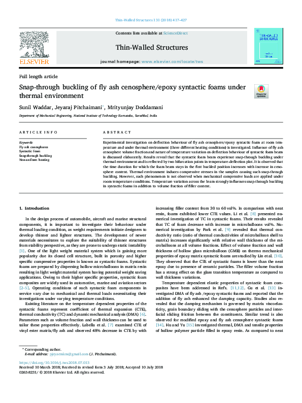 (PDF) Snap-through buckling of fly ash cenosphere/epoxy syntactic foams ...