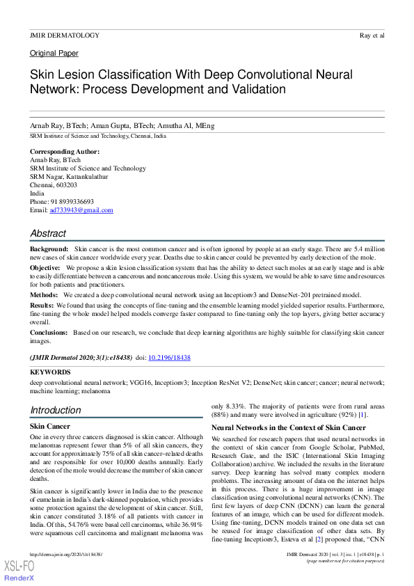 Pdf Skin Lesion Classification With Deep Convolutional Neural Network