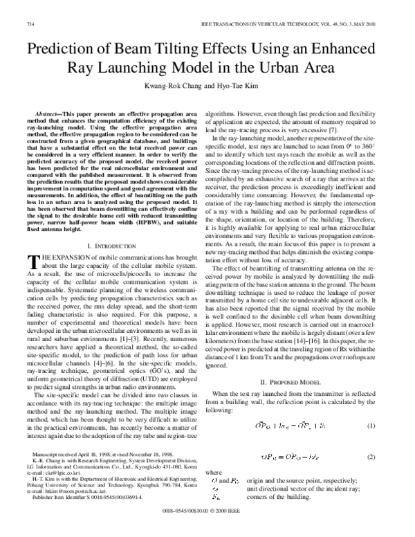 (PDF) Prediction of beam tilting effects using an enhanced ray launching model in the urban area ...