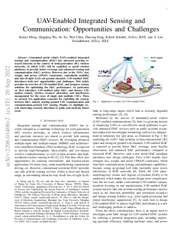 Pdf Uav Enabled Integrated Sensing And Communication Opportunities And Challenges