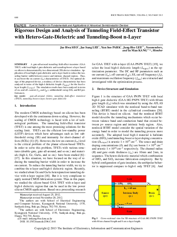 Pdf High Performance Gaa Tfet With Hetero Gate