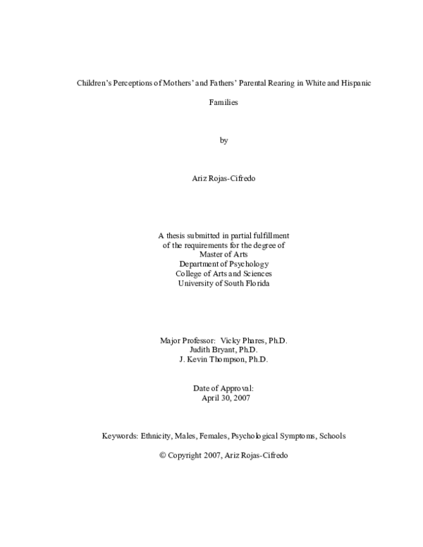 (PDF) Children’s Perceptions of Mothers’ and Fathers’ Parental Rearing ...