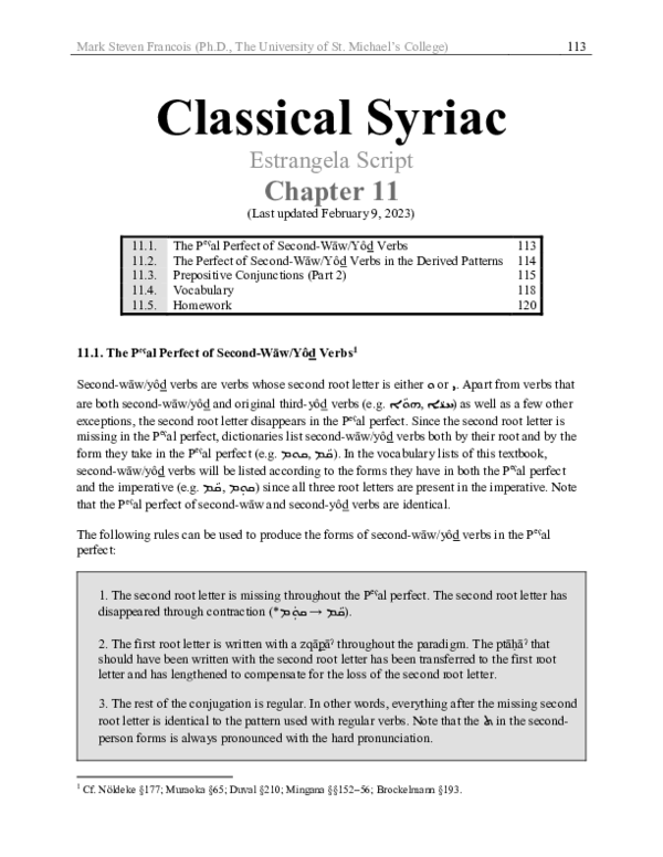 (PDF) Classical Syriac Grammar - Chapter 11