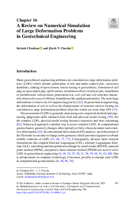 Pdf A Review On Numerical Simulation Of Large Deformation Problems In Geotechnical Engineering