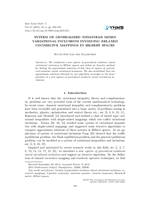 Pdf Iterative Solutions For Nonlinear Variational Inclusions In Hilbert Spaces