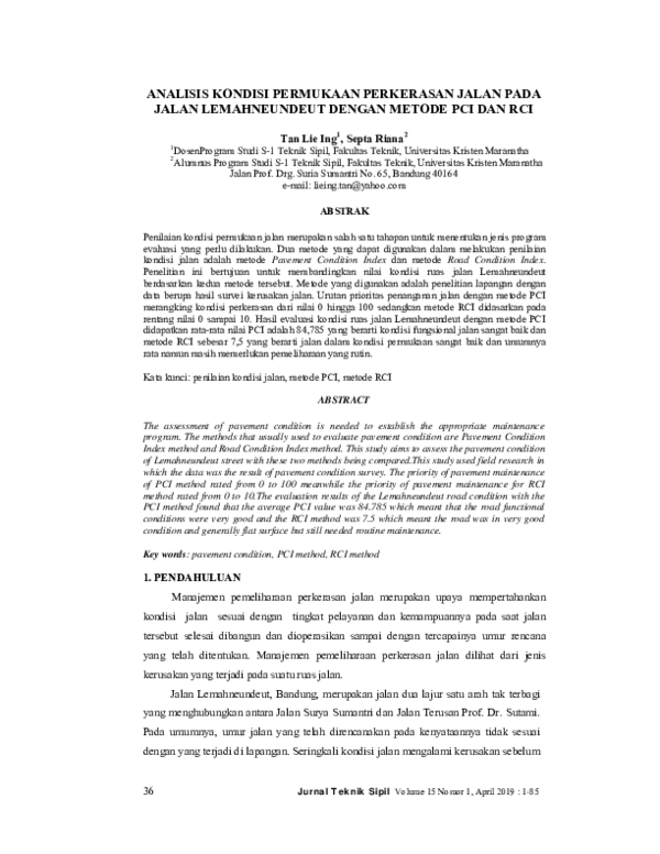 (PDF) Analisis Kondisi Permukaan Perkerasan Jalan pada Jalan ...