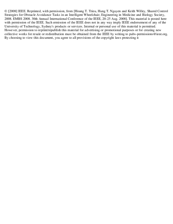 (PDF) Obstacle Avoidance in Intelligent Wheelchairs