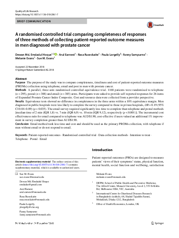 Pdf A Randomised Controlled Trial Comparing Completeness Of Responses Of Three Methods Of