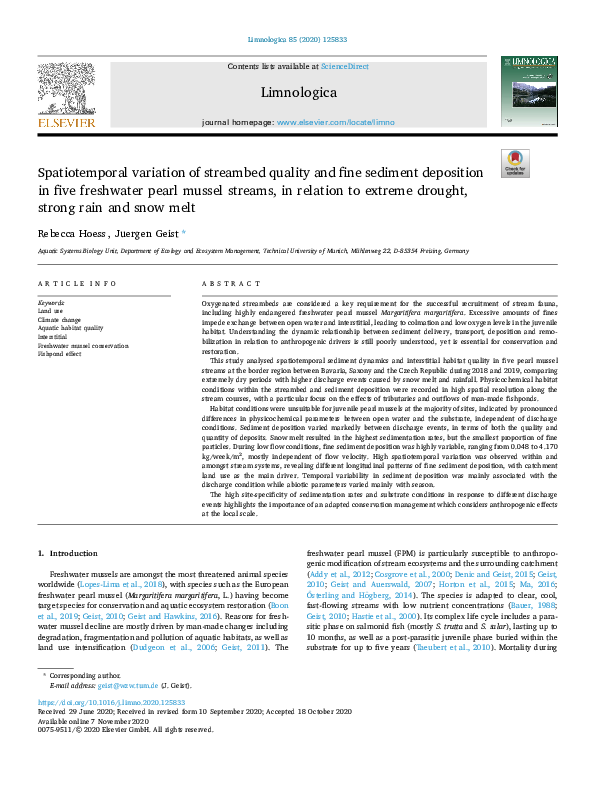 (PDF) Spatiotemporal variation of streambed quality and fine sediment ...