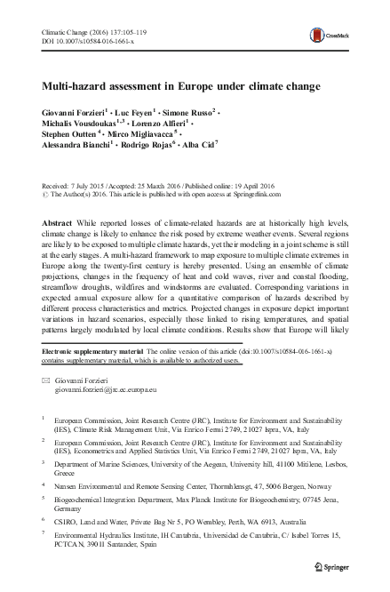 (PDF) Multi-hazard assessment in Europe under climate change