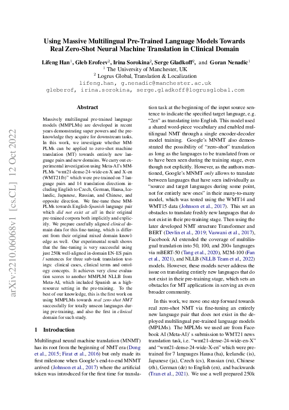 Pdf Using Massive Multilingual Pre Trained Language Models Towards Real Zero Shot Neural