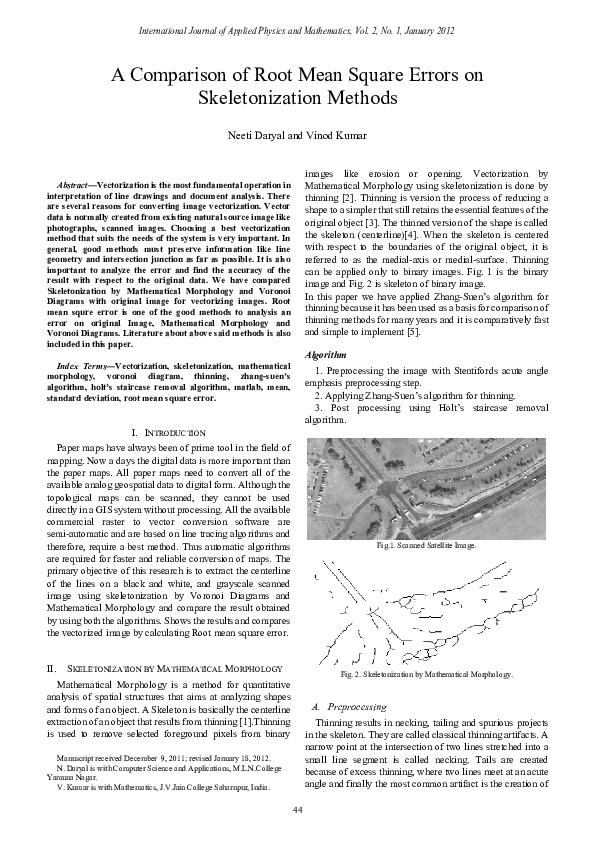 (PDF) A Comparison of Root Mean Square Errors on Skeletonization Methods