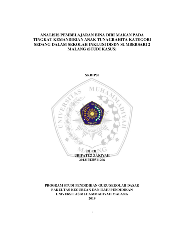 (PDF) Analisis Pembelajaran Bina Diri Makan Pada Tingkat Kemandirian Anak Tunagrahita Kategori ...