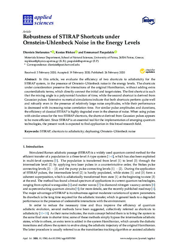 (PDF) Robustness of STIRAP Shortcuts under Ornstein-Uhlenbeck Noise in ...