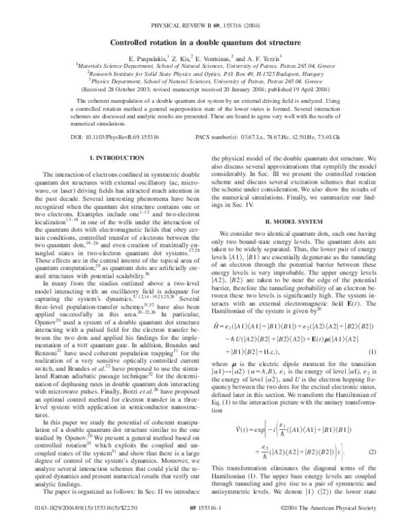 (PDF) Controlled rotation in a double quantum dot structure